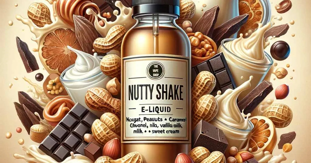 Nutty Shake E Liquid - Milkshake, Peanuts, Caramel, Nougat & Chocolate
