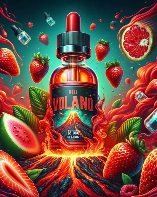 Red Volcano E Liquid - Strawberry, Guava & Subtle Menthol