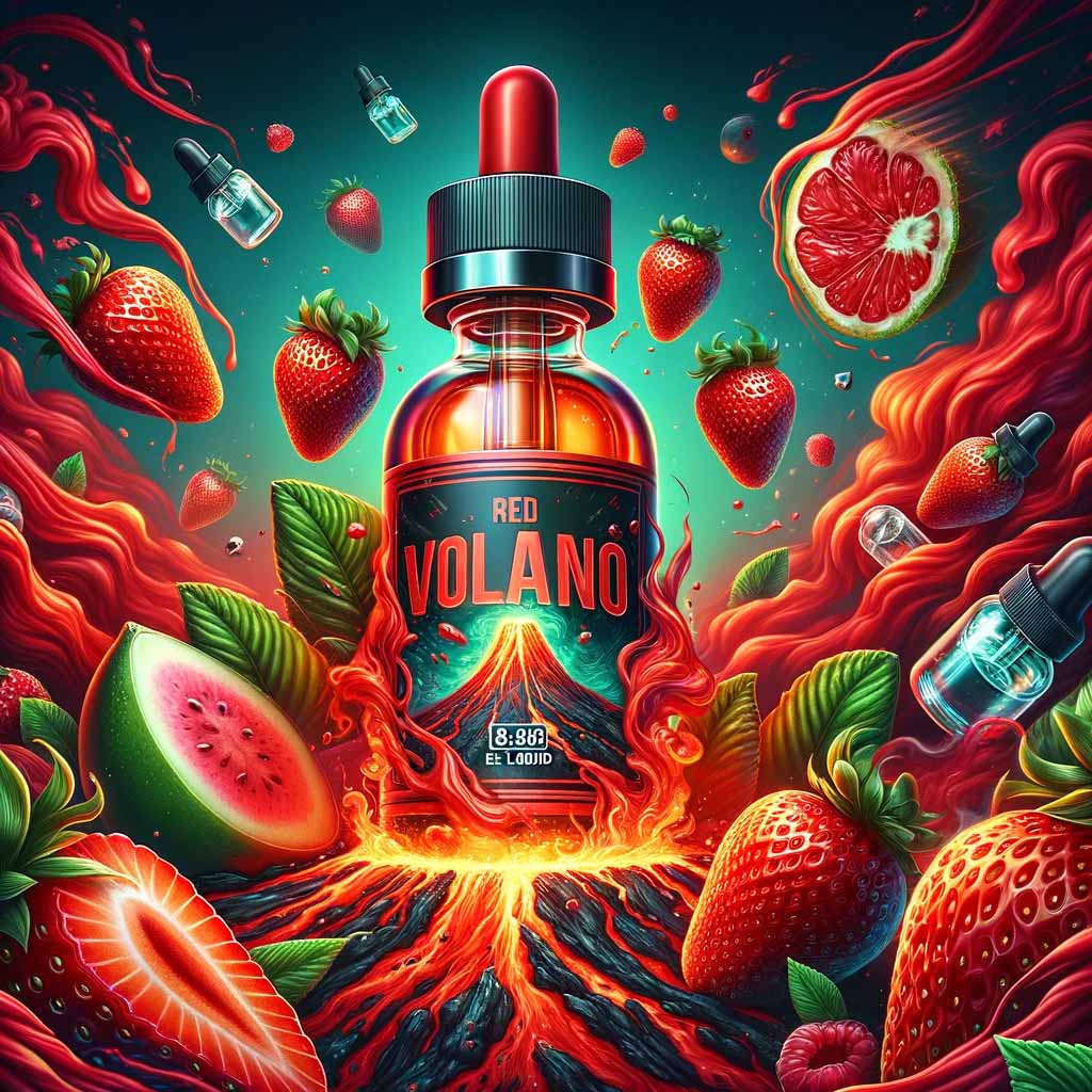 Red Volcano E Liquid - Strawberry, Guava & Subtle Menthol