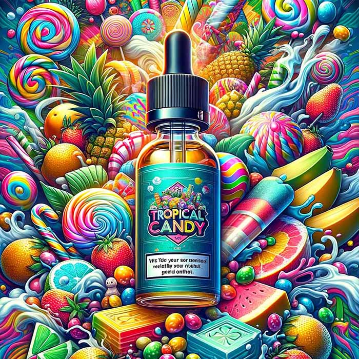 Tropical Candy E Liquid - Candy, Subtle Menthol & Tropical Fruit